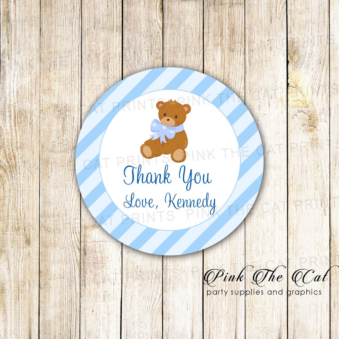 Bear Favor Label Bear Gift Tag Nautical Baby Shower Bear Birthday Baby ...