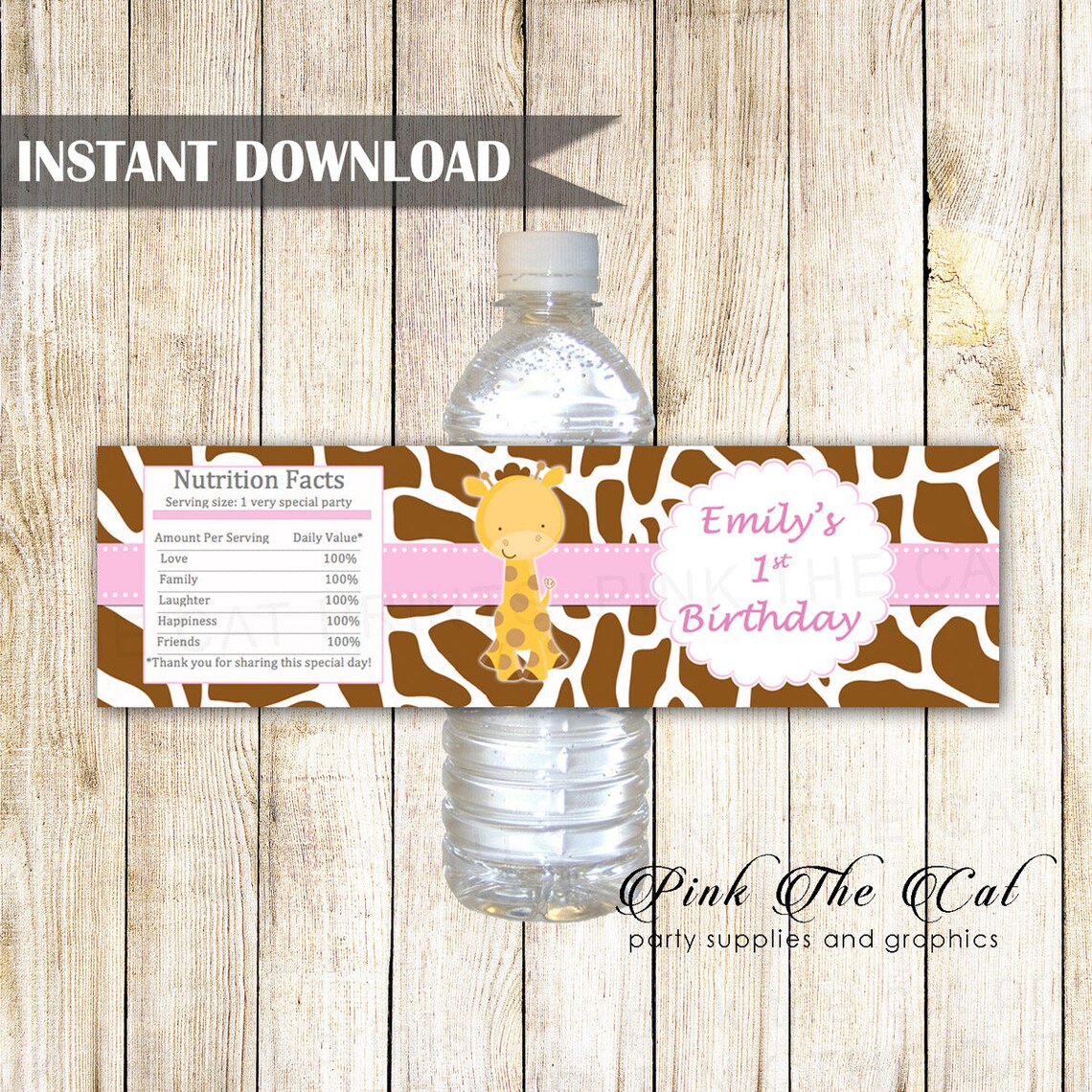 Giraffe Water Bottle Labels Giraffe Baby Shower Favors Giraffe - Etsy