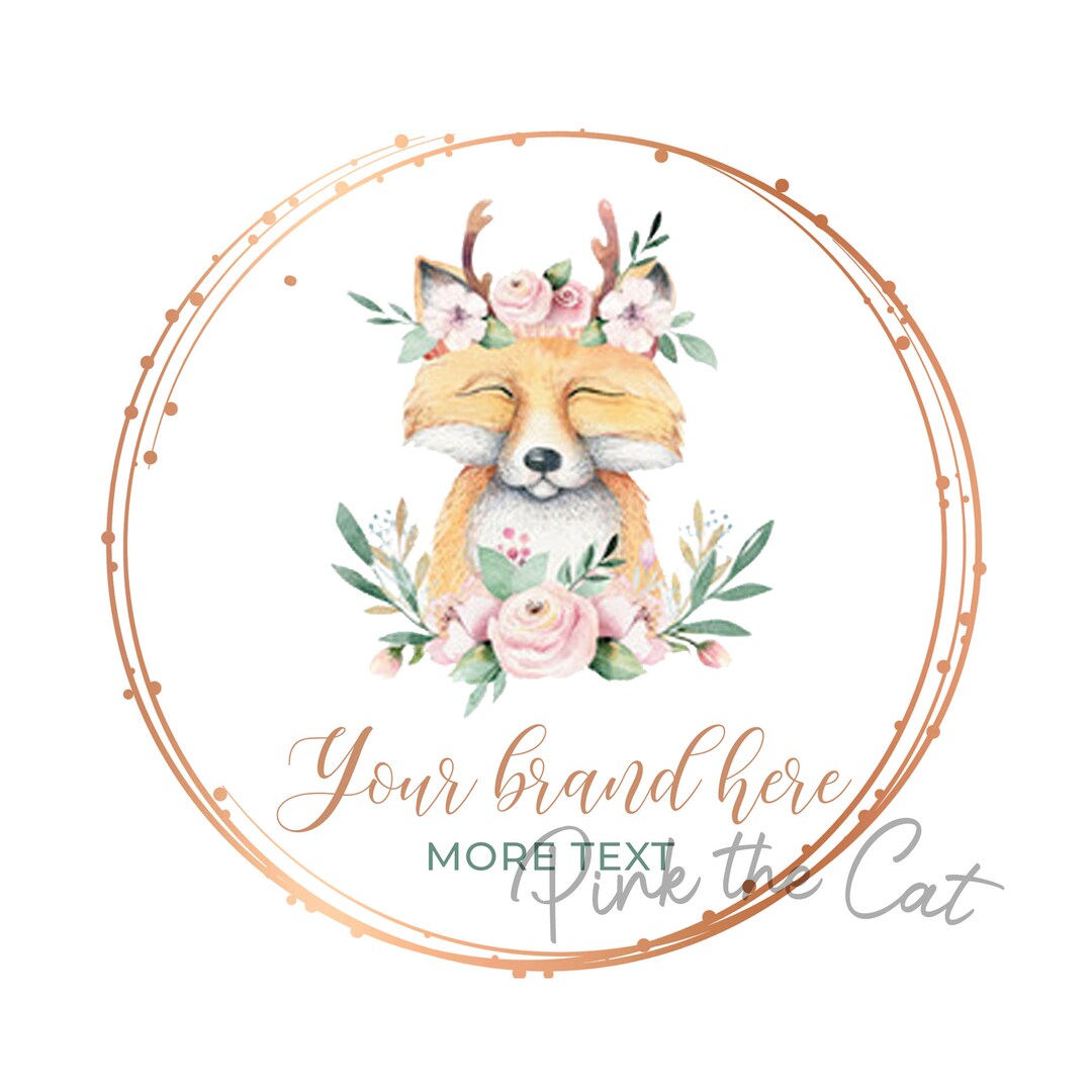 Fox Business Logo, Boho Logo, Watercolor Fox Logo, Animals Floral Logo ...