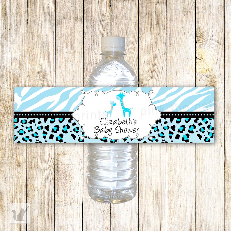 Giraffe Bottle Label Blue Turquoise Baby Boy Shower Party | Etsy