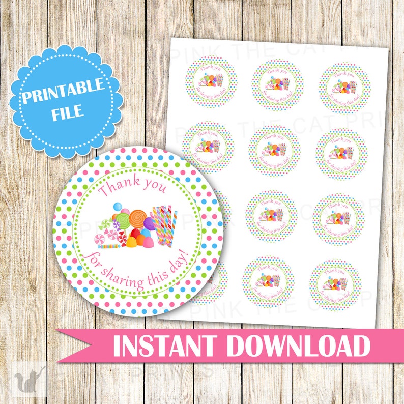 Candy Gift Favor Label Printable Favor Tag Candy Theme Party - Etsy