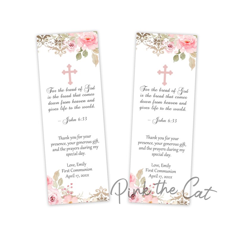 30 Printed First Communion Bookmarks for Girls Also Suitable - Etsy
