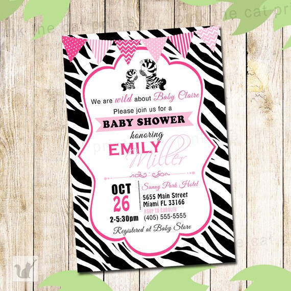 Zebra Baby Shower Invitation Template Zebra Baby Shower Card With