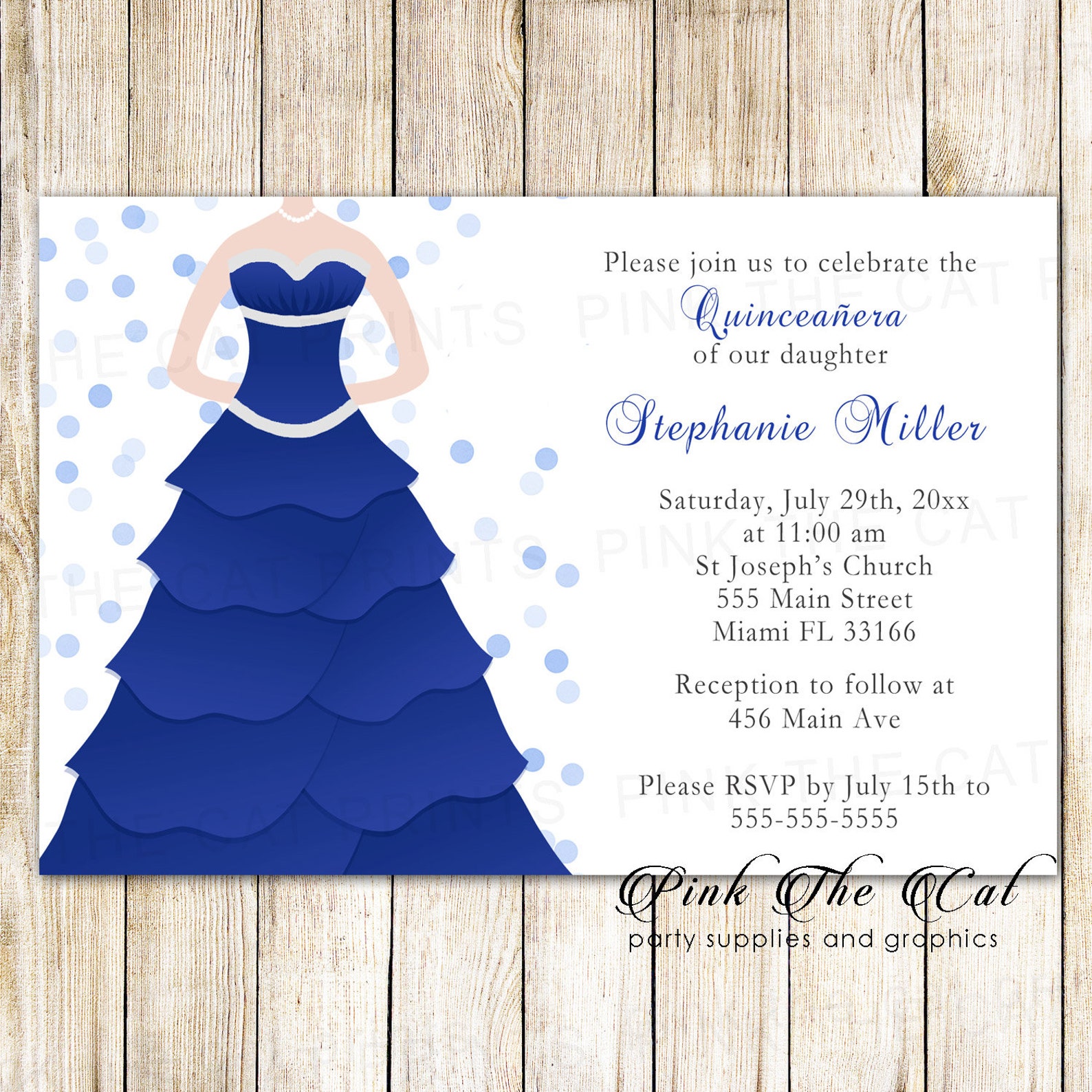 Fancy Dress Birthday Invitation Blue Dress Sweet 16 - Etsy