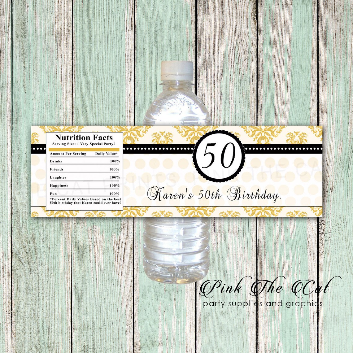 50th Birthday Water Bottle Labels, 50th Birthday Labels, Birthday Party ...