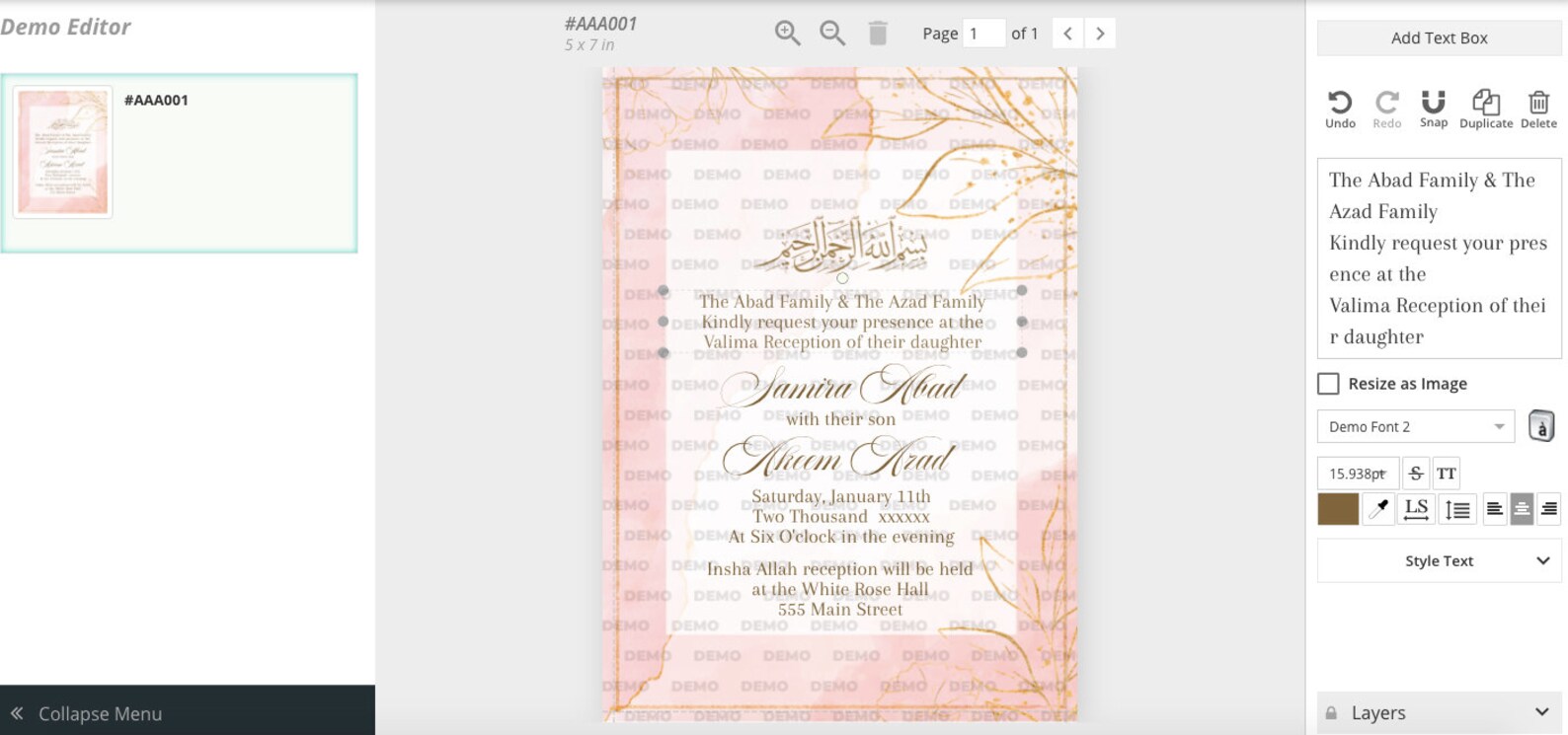 Nikah Invitation Valima Reception Blush Pink Gold Wedding | Etsy