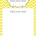 Editable Party Card - Yellow Chevron for Baby Shower or Birthday and ...