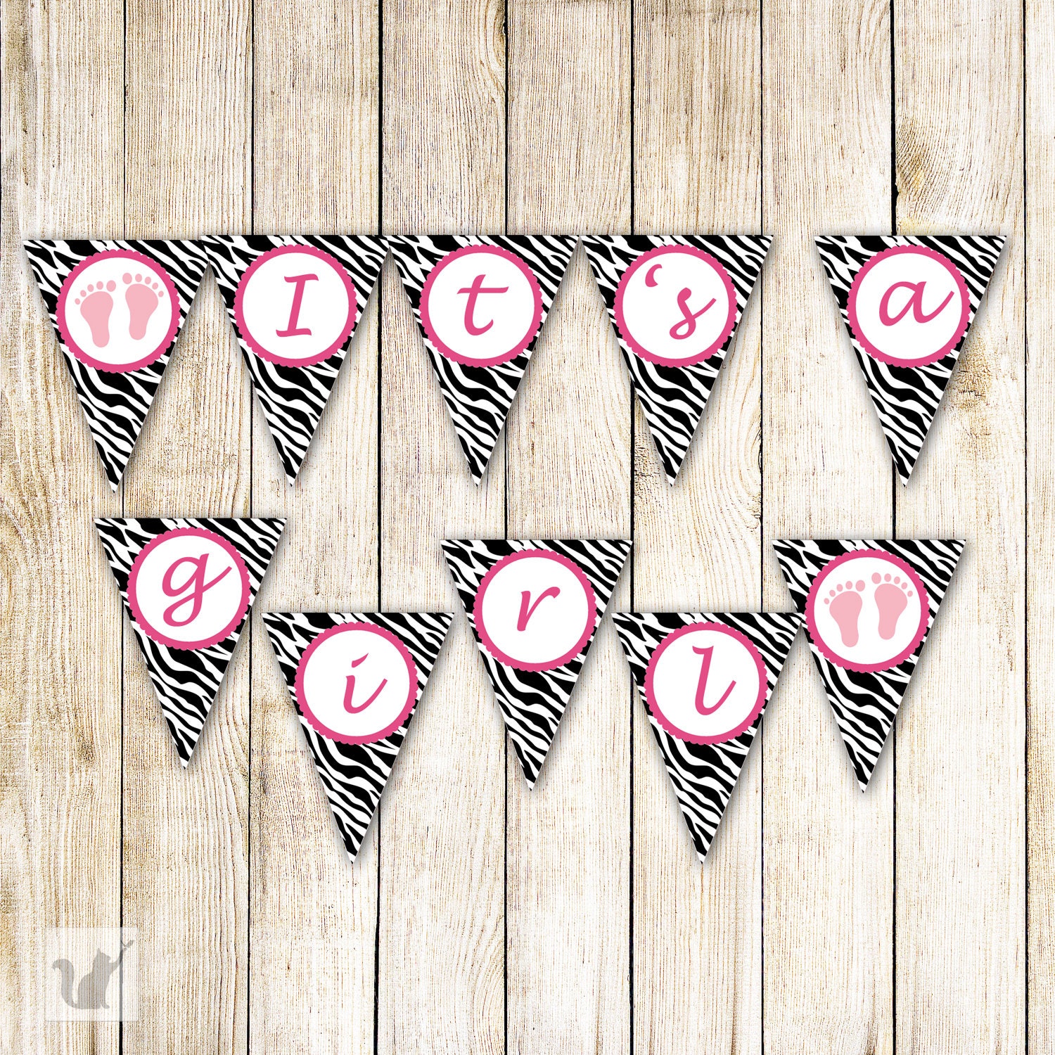 Its A Girl Zebra Print Banner