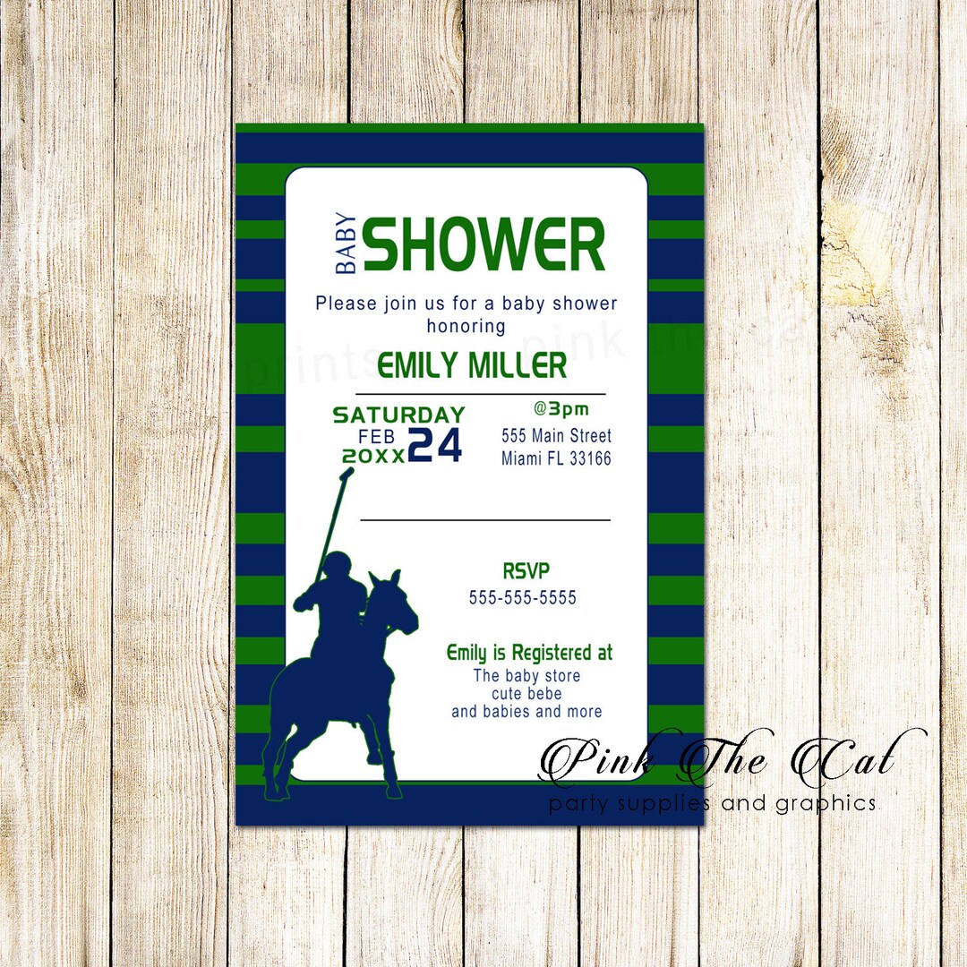 Green Navy Bue Polo Invitation, Polo Baby Shower Invitation, Polo Boy ...