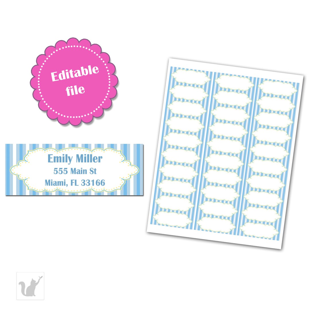 INSTANT DOWNLOAD Blank Blue Stripes Editable Labels Address Labels ...
