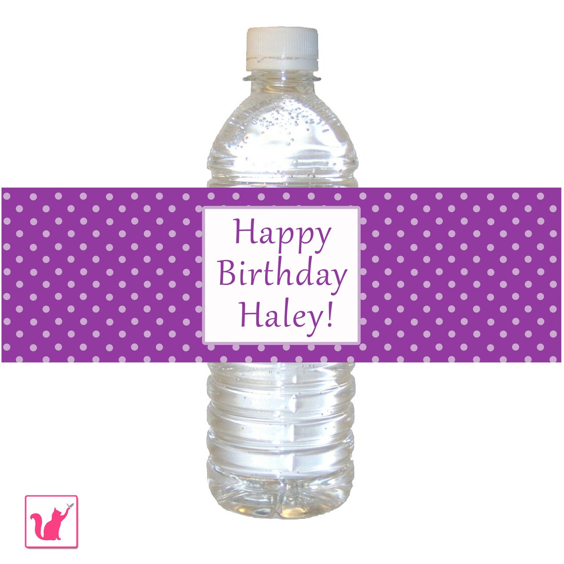 Printable Personalized Polka Dots Purple Water Bottle Labels - Etsy