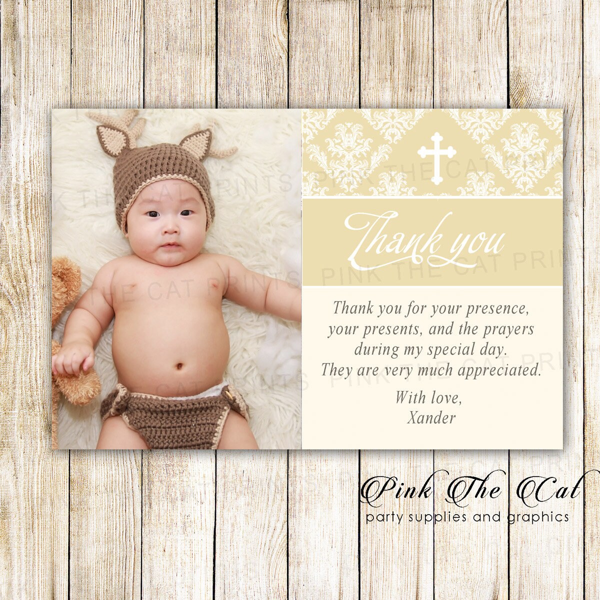 Boy baptism thank you card boy christening thank you card | Etsy
