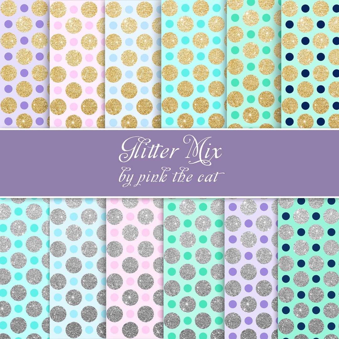 Glitter Gold Clipart Glitter Silver Clipart Polka Dots Clipart Digital ...