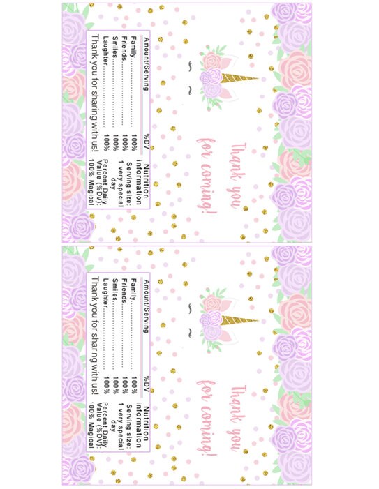 Unicorn Candy Bar Wrapper Unicorn Themed Party Printable | Etsy