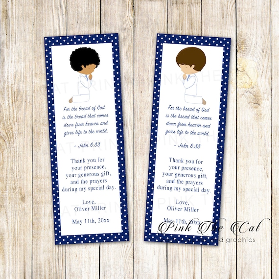 30 Printed First Communion Bookmark Boy First Communion - Etsy