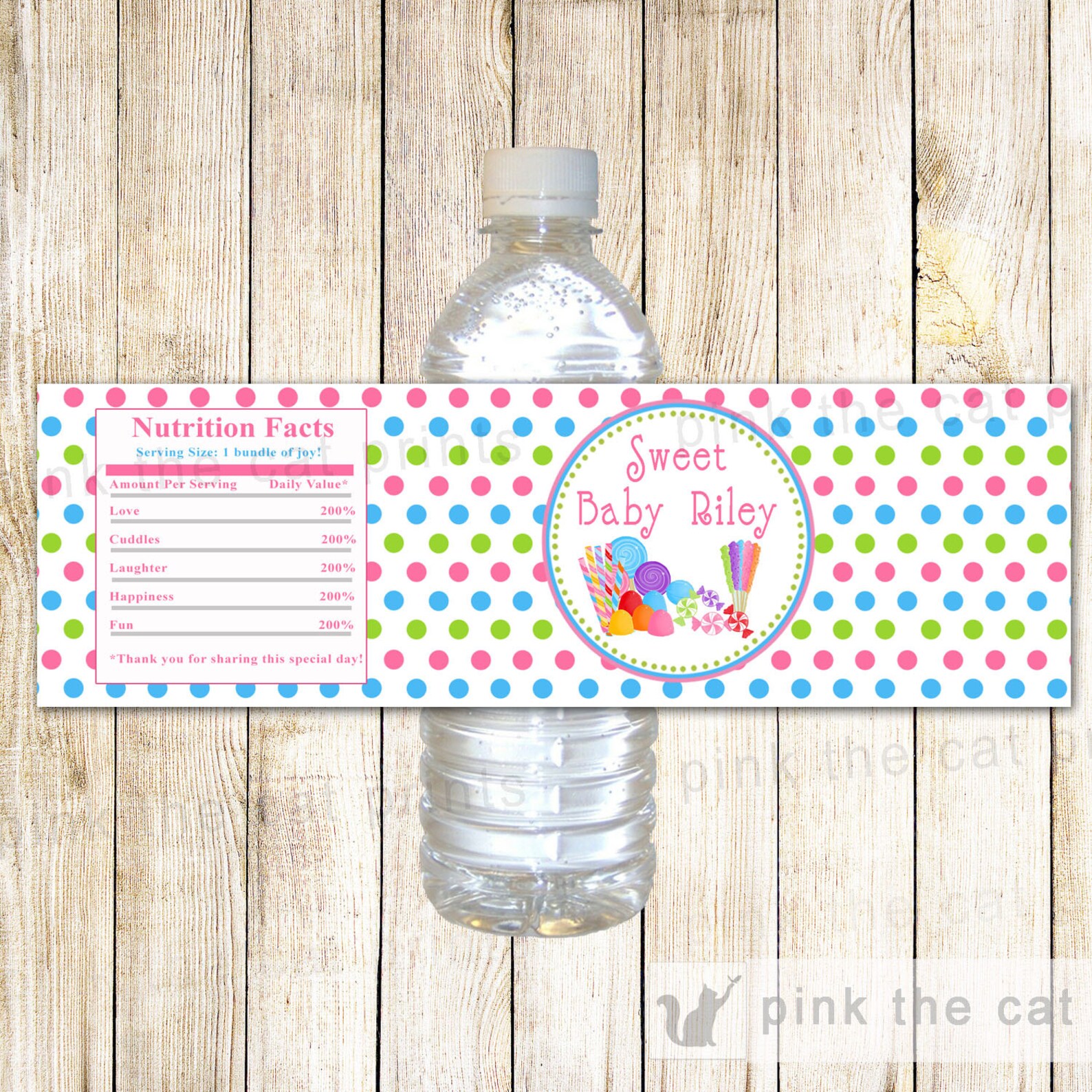 Candy Water Bottle Label Candy Kids Birthday Party Candy - Etsy