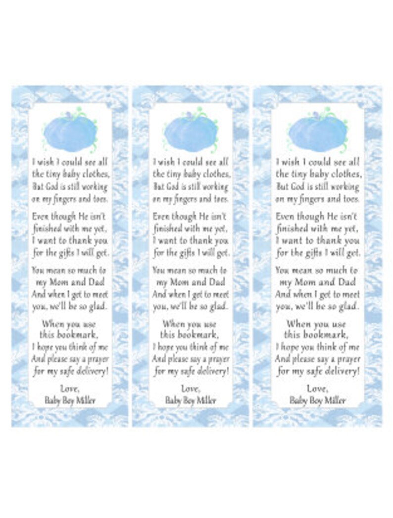 Blue Pumpkin Bookmarks Baby Shower Favors Fall Baby Shower - Etsy