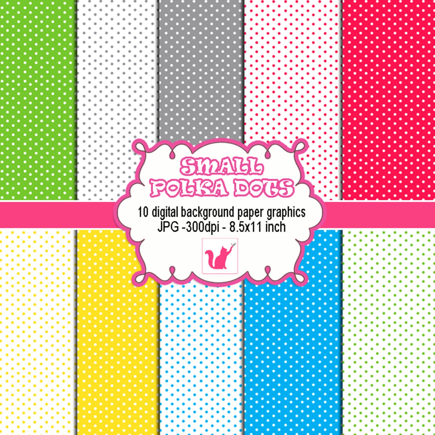Polka Dots Clipart With Various Colors Printable Craft Paper | Etsy
