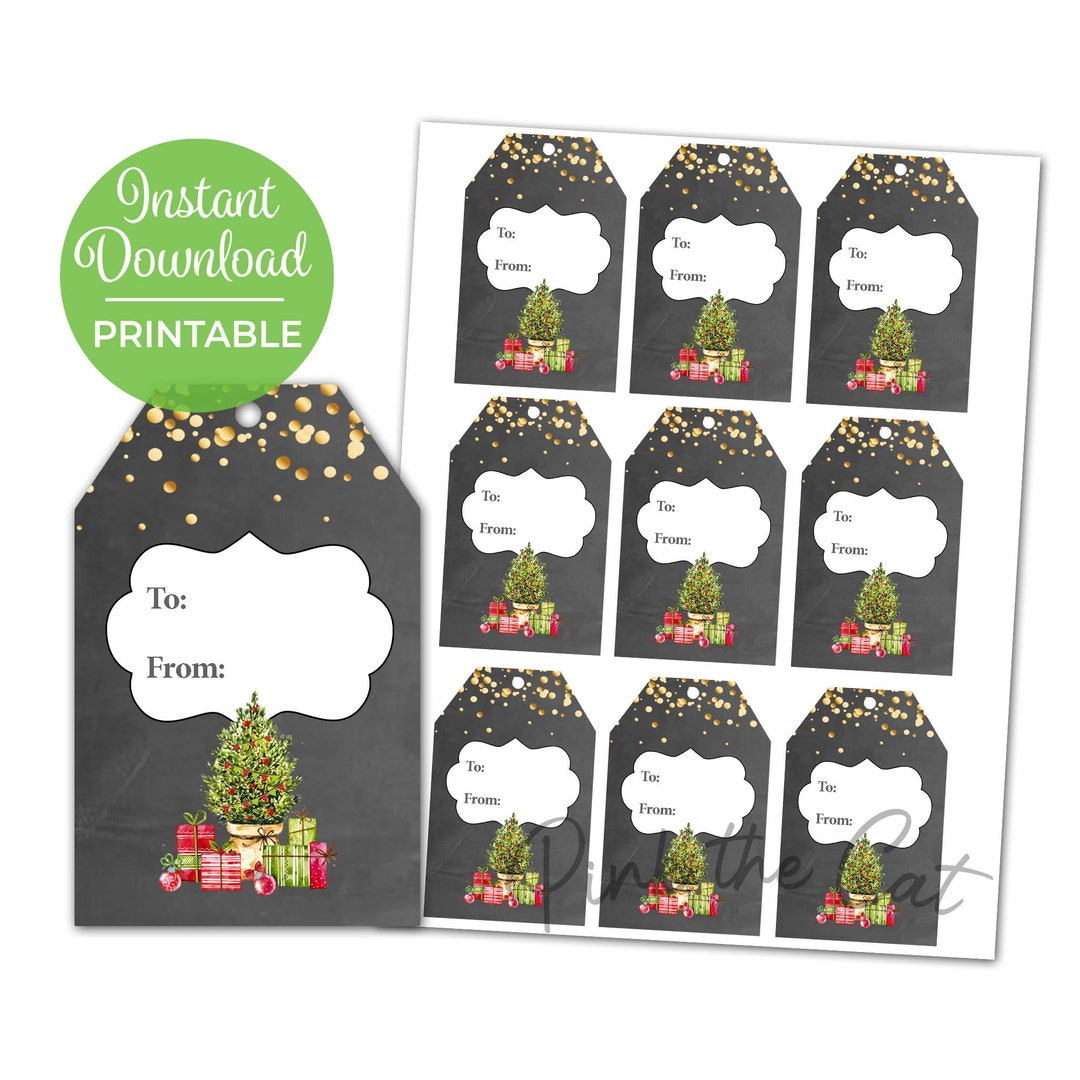 Printable Christmas Gift Tag, Chrismas Gift Label, Holiday Favor Tags ...