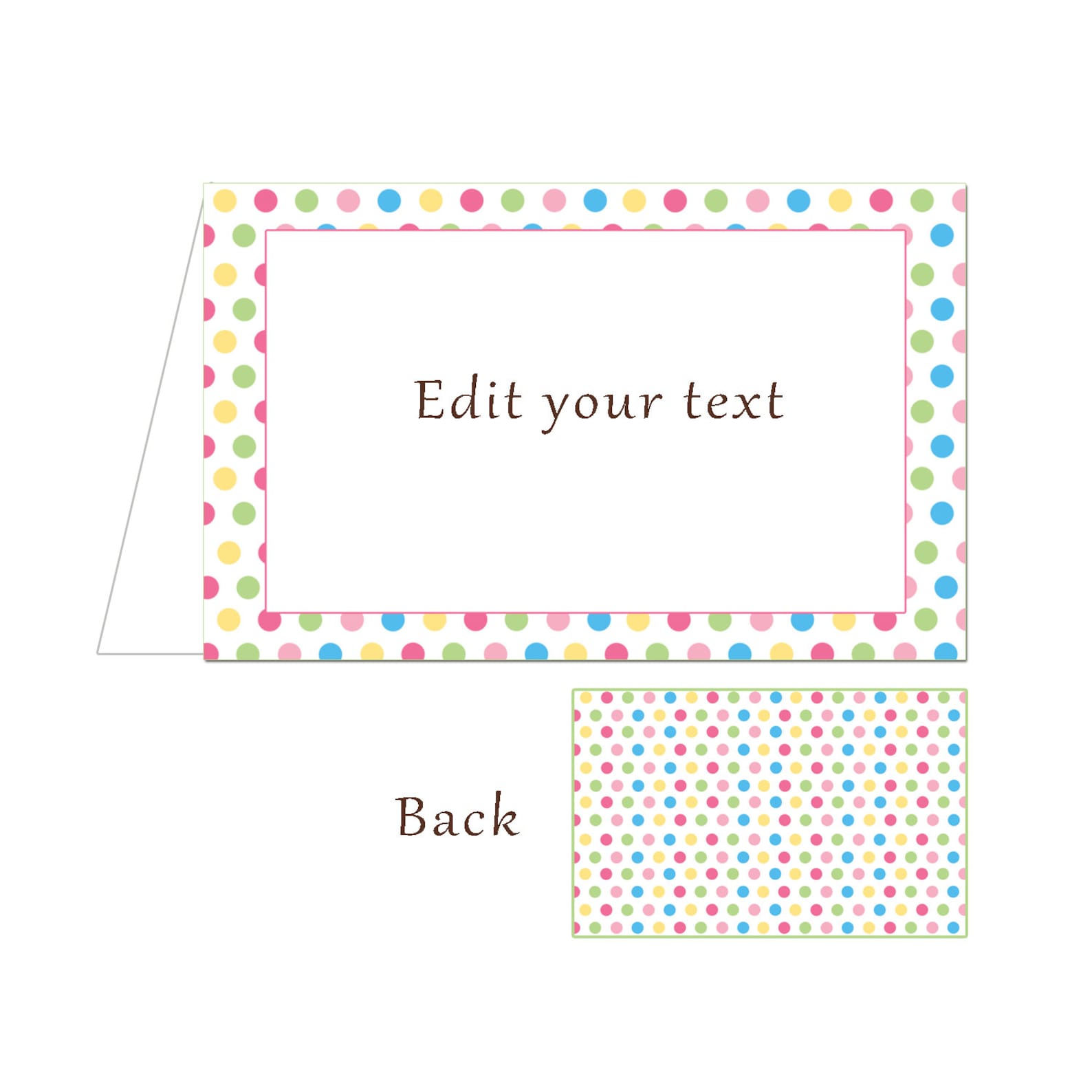 Printable Editable Pink Green Blue Yellow Polka Dots Blank - Etsy