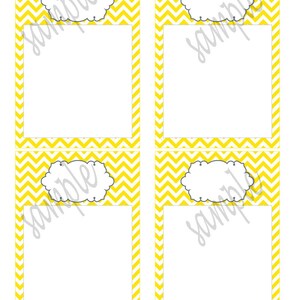 Editable Party Card - Yellow Chevron for Baby Shower or Birthday and ...