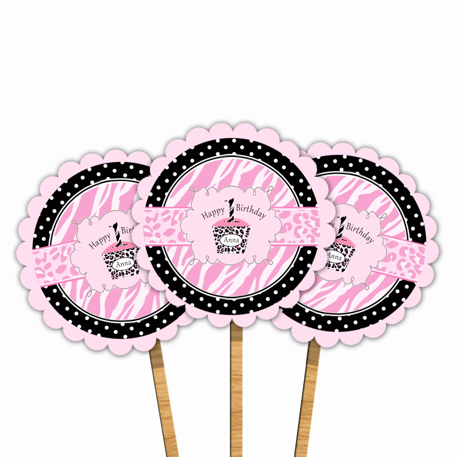 Printable Personalized Pink Zebra Leopard Happy Birthday - Etsy