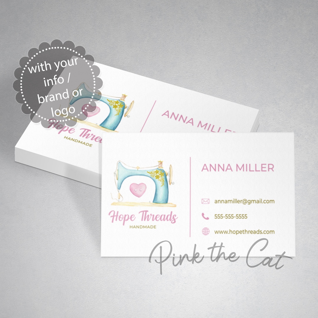 Sewing Business Card, Sewing Machine & Button Card, Watercolor Card ...