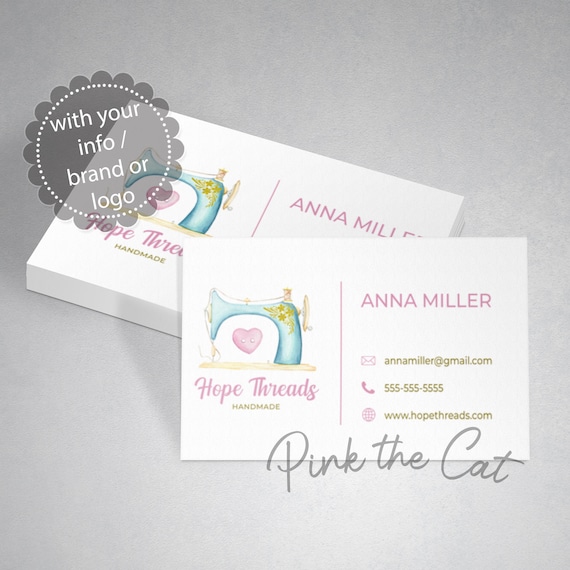 Sewing Business Card Sewing Machine & Button Card Watercolor | Etsy
