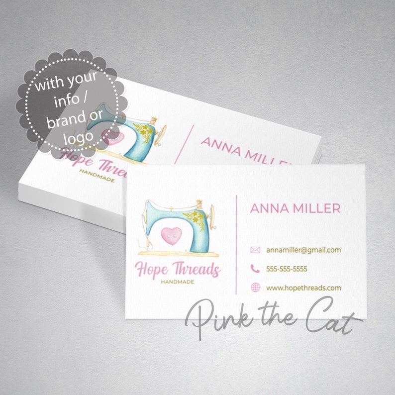 Sewing Business Card Sewing Machine & Button Card Watercolor | Etsy