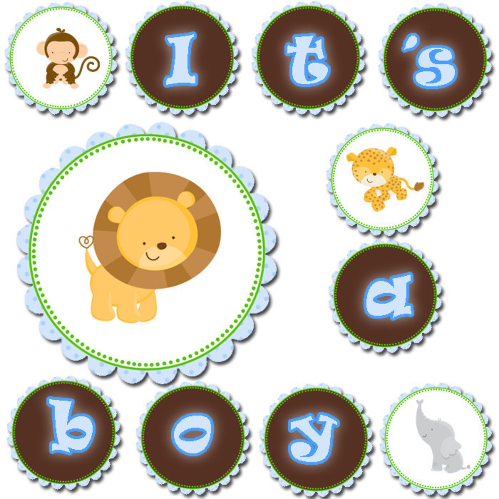 Baby Shower Banner - Blue Its A Boy Printable Party Decoration Lion ...