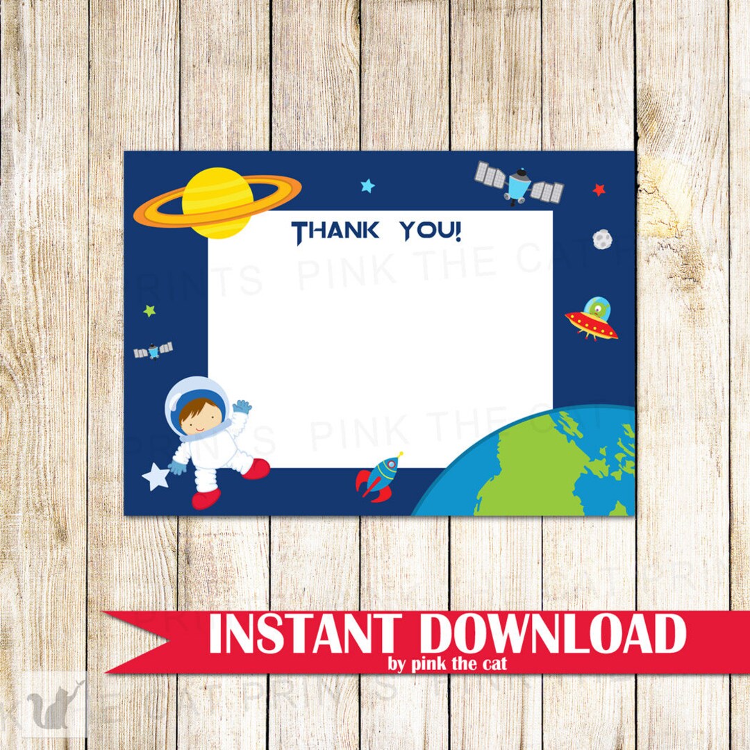 Astronaut Thank You Card Astronaut Thank You Note Space Thank You Card ...