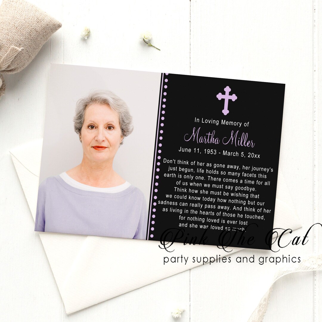 Funeral Prayer Cards With Photo Personalized Template - Etsy