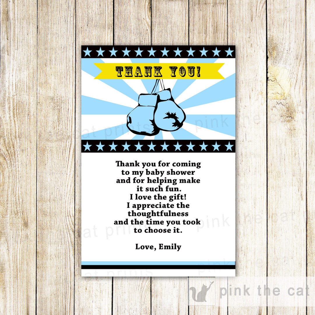 Boxing Thank You Card Boxing Thank You Notes Boxing Baby Shower ...