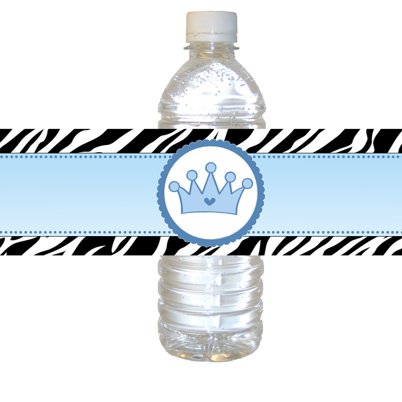 INSTANT DOWNLOAD Blue Black Zebra Prince Party Water Bottle - Etsy