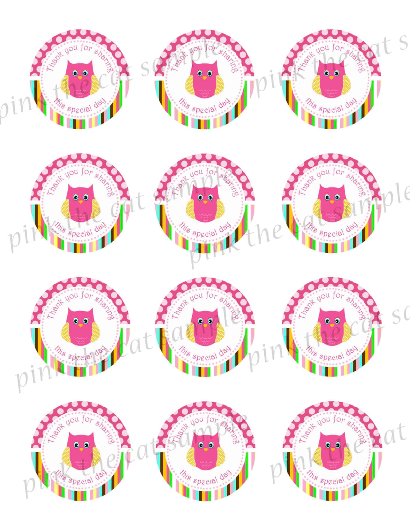 Owl Labels Owl Stickers Owl Gift Favor Tags Birthday Party | Etsy