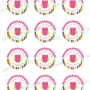 Owl Labels Owl Stickers Owl Gift Favor Tags - Birthday Party Baby Girl ...