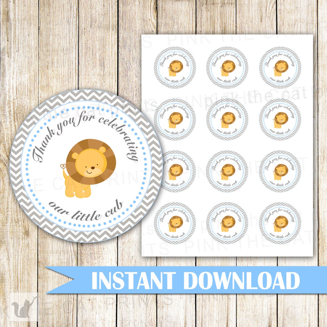 Lion Baby Boy Shower Gift Favor Labels Printable Favor Tags Cub Themed ...
