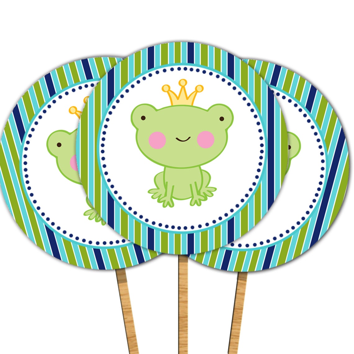 INSTANT DOWNLOAD Printable Frog Prince Cupcake Topper - Navy Blue Green ...