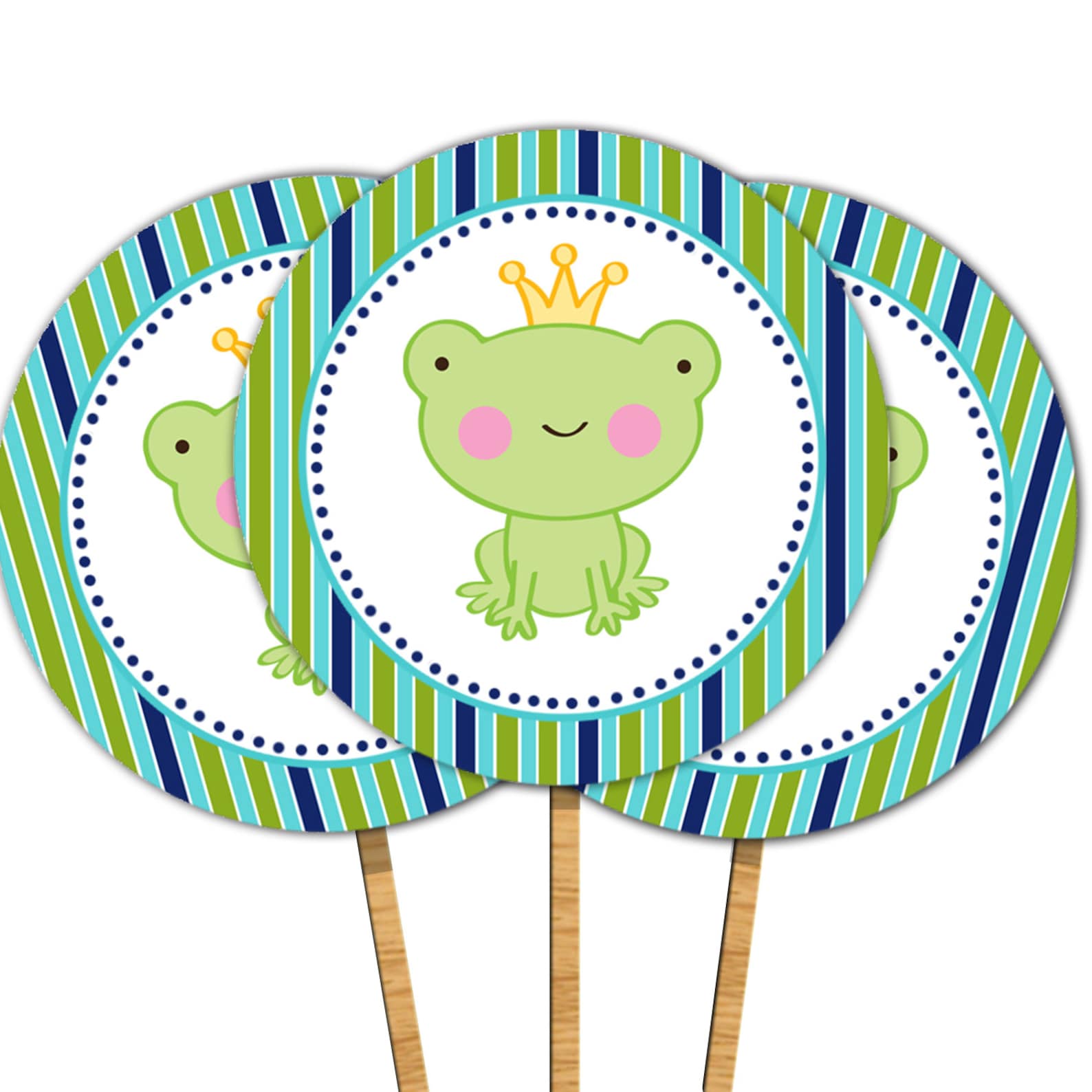 INSTANT DOWNLOAD Printable Frog Prince Cupcake Topper - Navy Blue Green ...