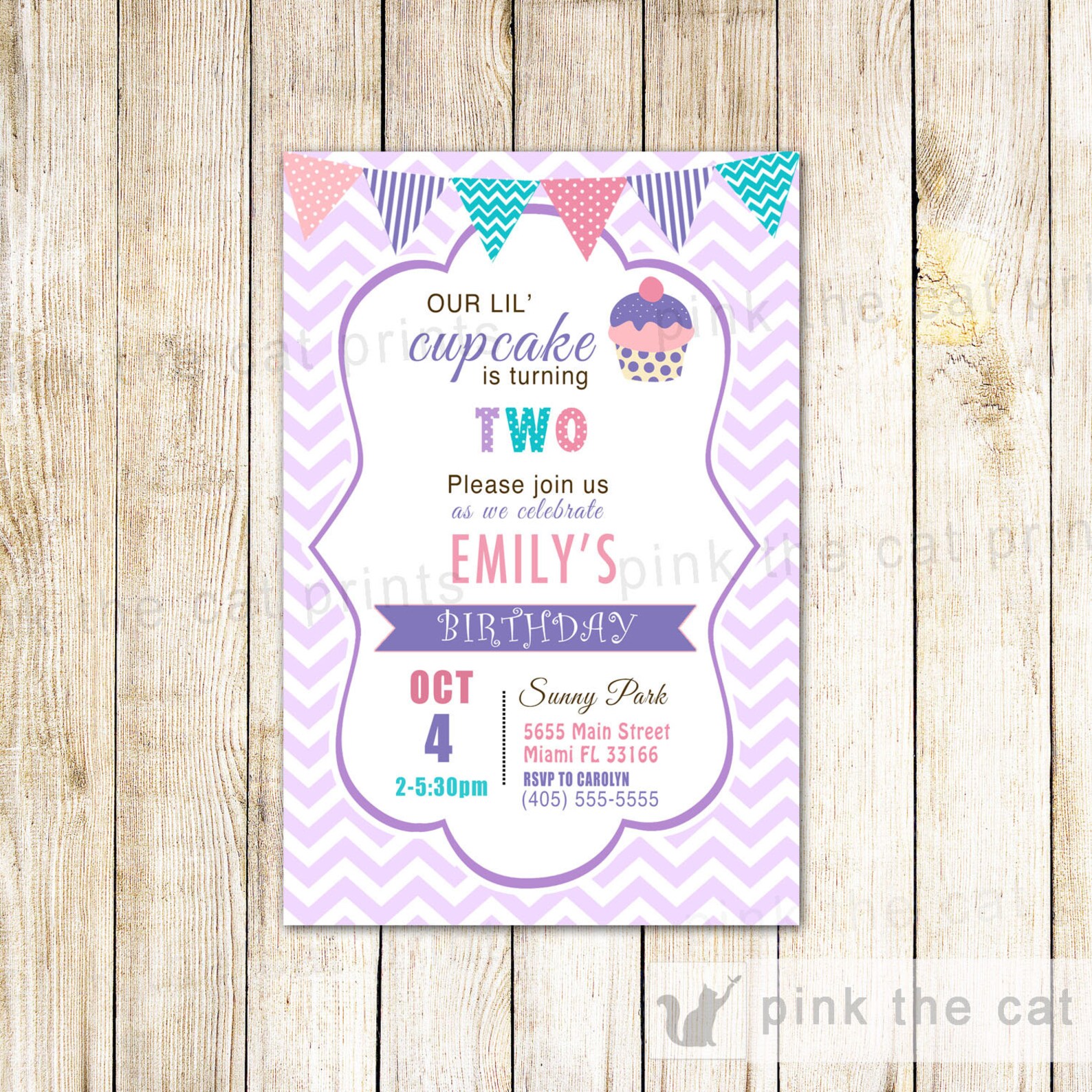 Cupcake Birthday Invitation Cupcake Invitation Printable - Etsy