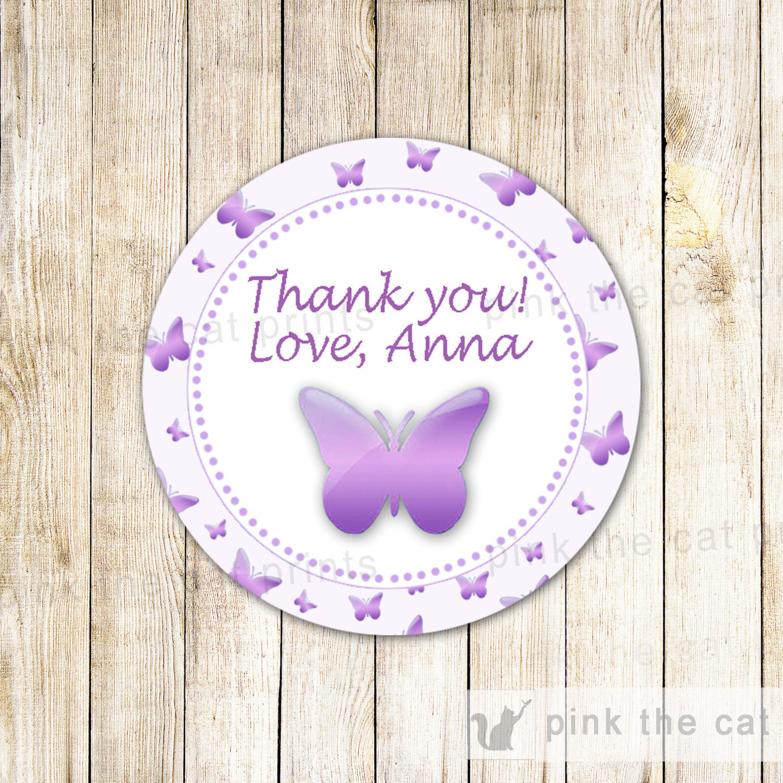 Butterfly Gift Favor Label Thank You Tag Kids Birthday Party Stickers ...