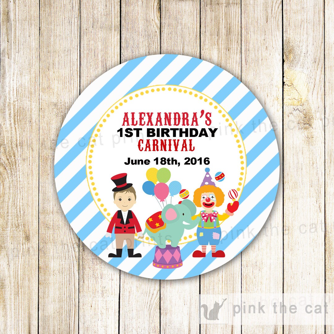 Carnival Label - Carnival Favor Tag Circus Party Label Blue Red Circus ...