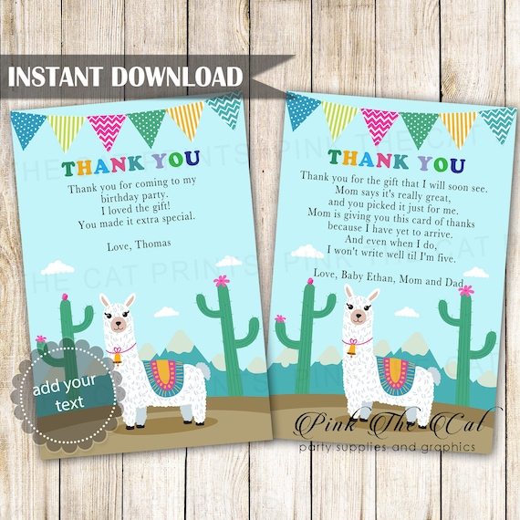 Alpaca Thank You Cards Llama Baby Shower Thank You Notes | Etsy