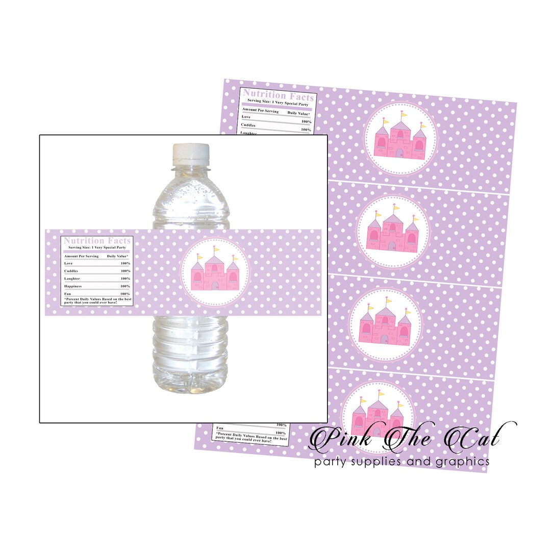 Princess Castle Bottle Label, Castle Favor Labels, Princess Castle ...