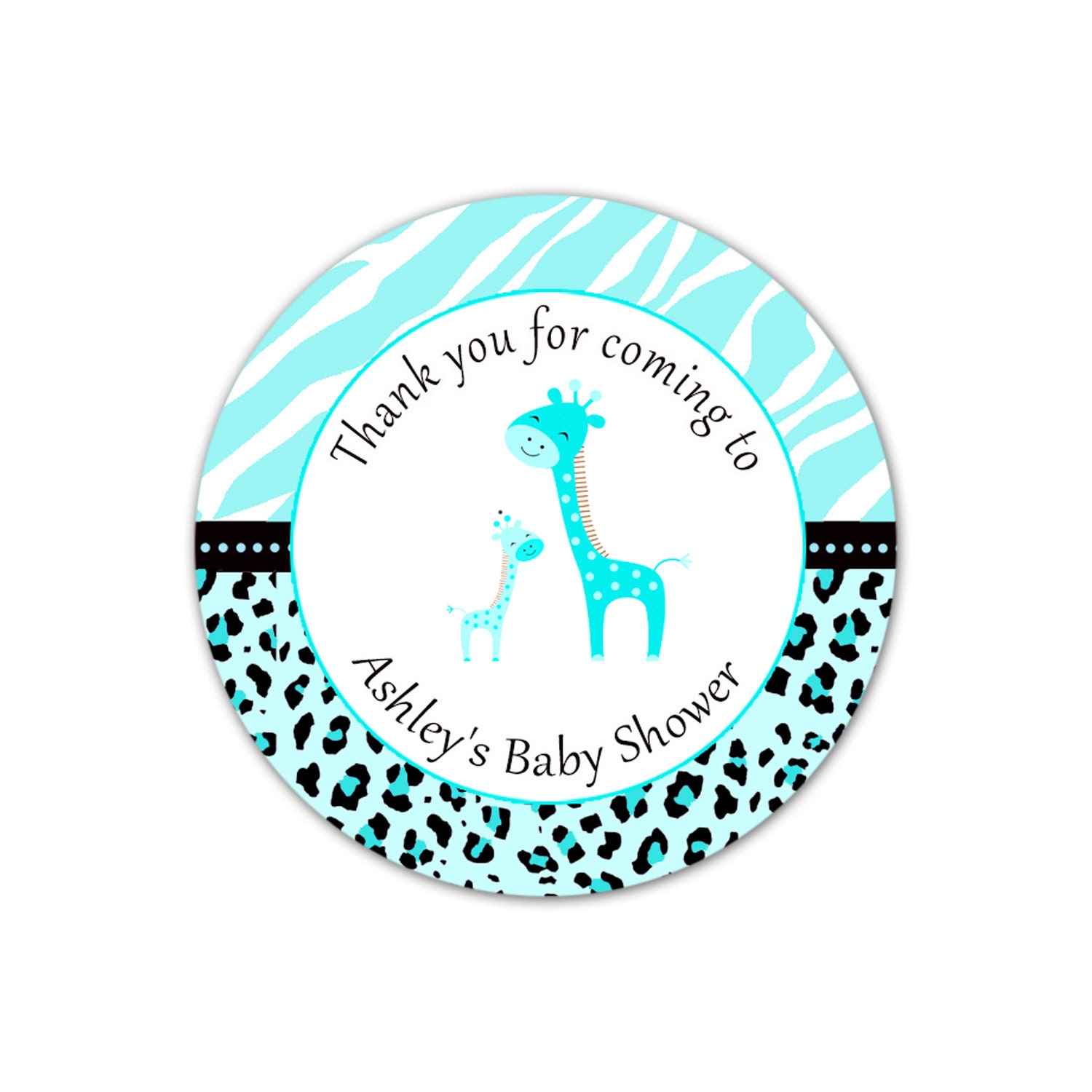 Printable Personalized Turquoise Giraffe Baby Shower Thank You - Etsy