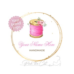 Sewing Bobbin Business Logo, Sewing Thread Logo, Watercolor Sew Logo ...