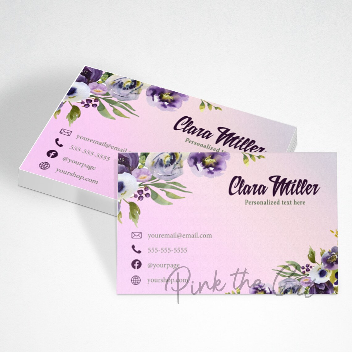 Floral Business Card Template for Your Etsy Shop or Any - Etsy