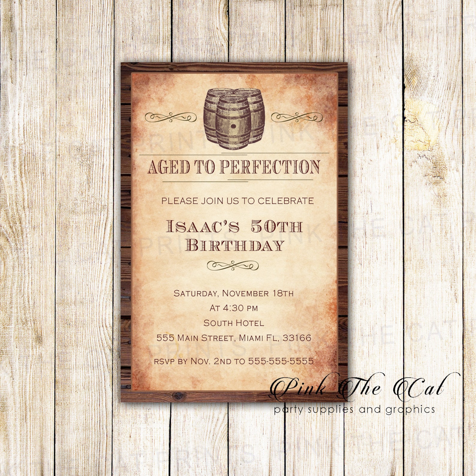 Barrel Invitation Adult Birthday Party Invitation 50th | Etsy