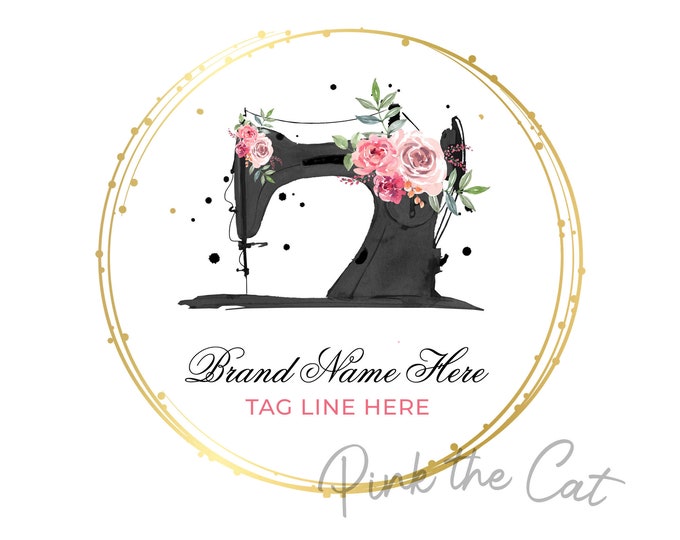 Sewing Business Logo, Sewing Machine Logo, Watercolor Sew Logo, Sewing ...