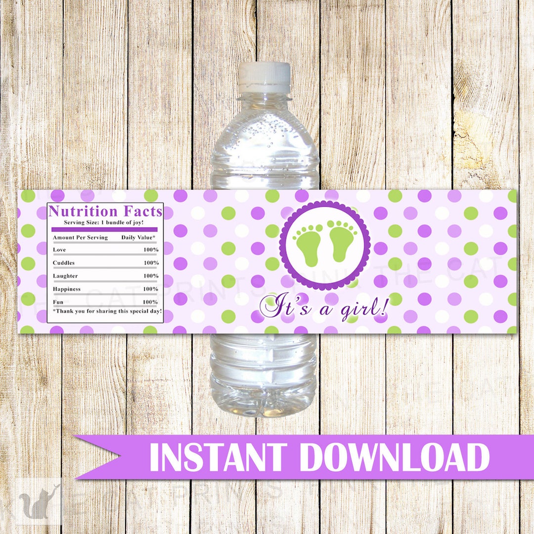 Purple Green Bottle Label Purple Green Polka Dots Bottle Wrapper Purple ...